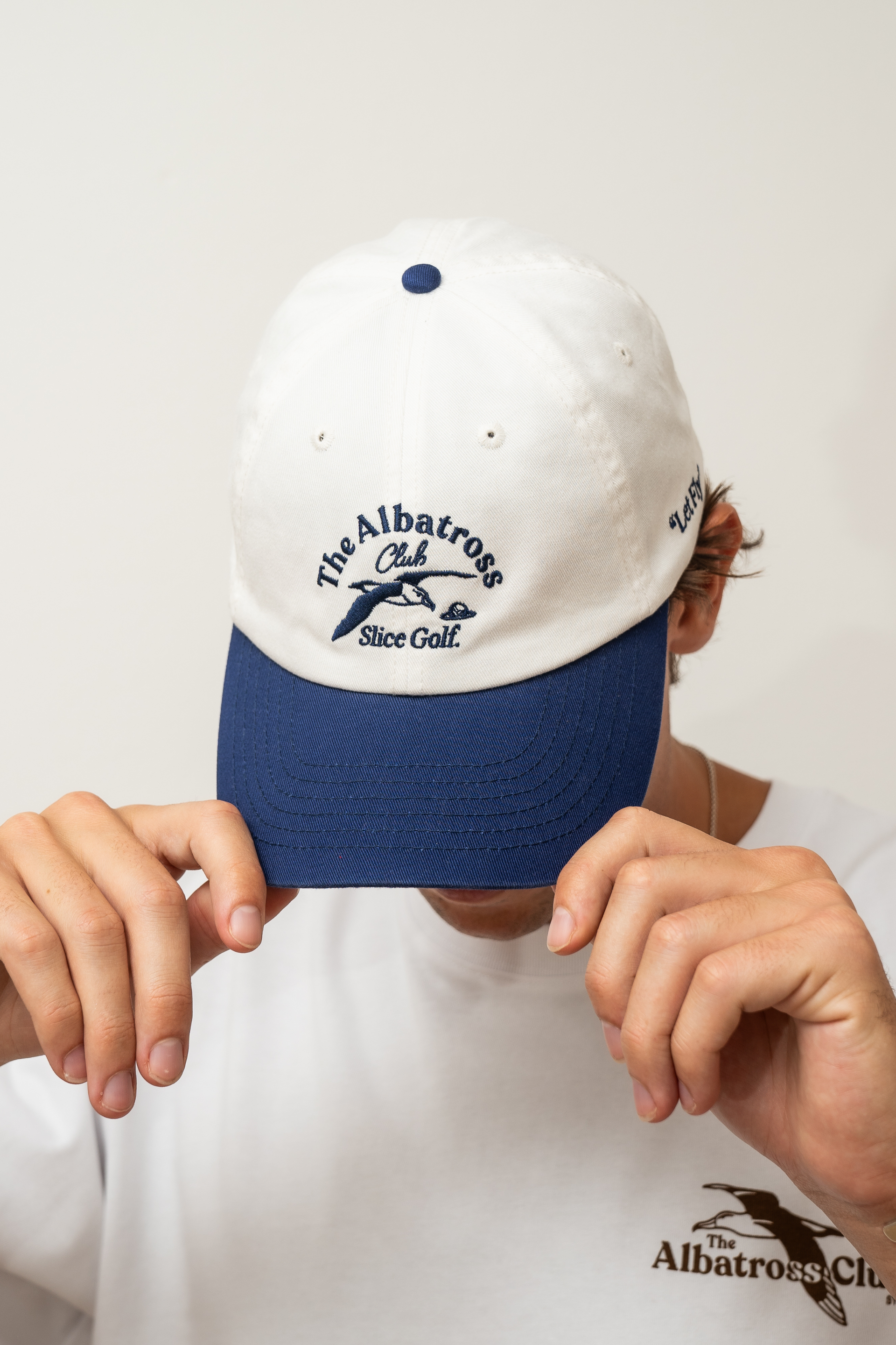 The Albatross Club Cap White/Blue - Dad Cap with Embroidered Logo ...